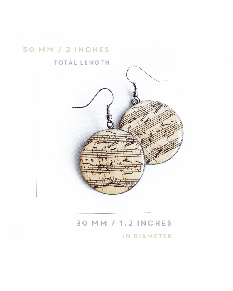 Music Earrings Sheet Music Jewelry Notes Earrings - Etsy