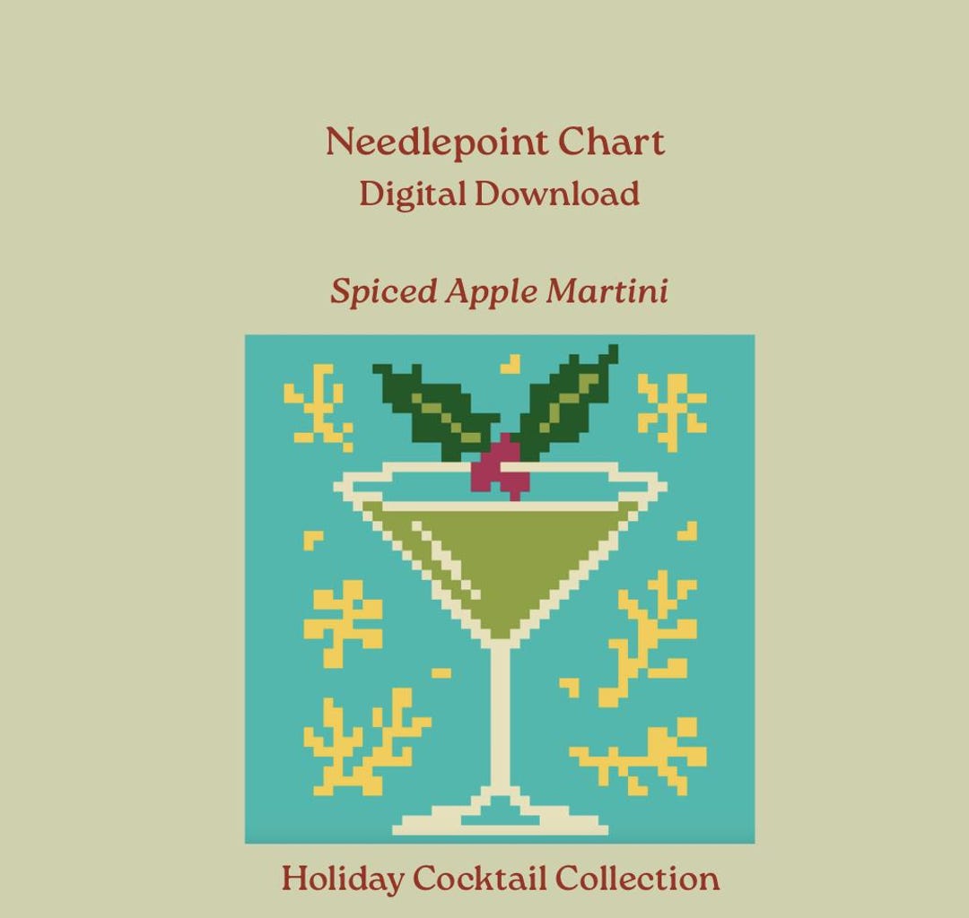 Spiced Apple Martini Needlepoint Chart – Holiday Cocktail Ornament ...