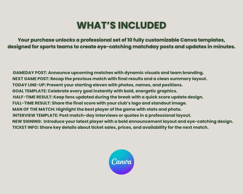 Sports Canva Template Bundle | 10 Editable Game Day Templates ...