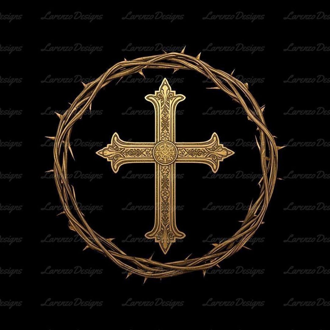 Crown of Thorns Cross SVG PNG | Christian Wall Art (digital Download ...
