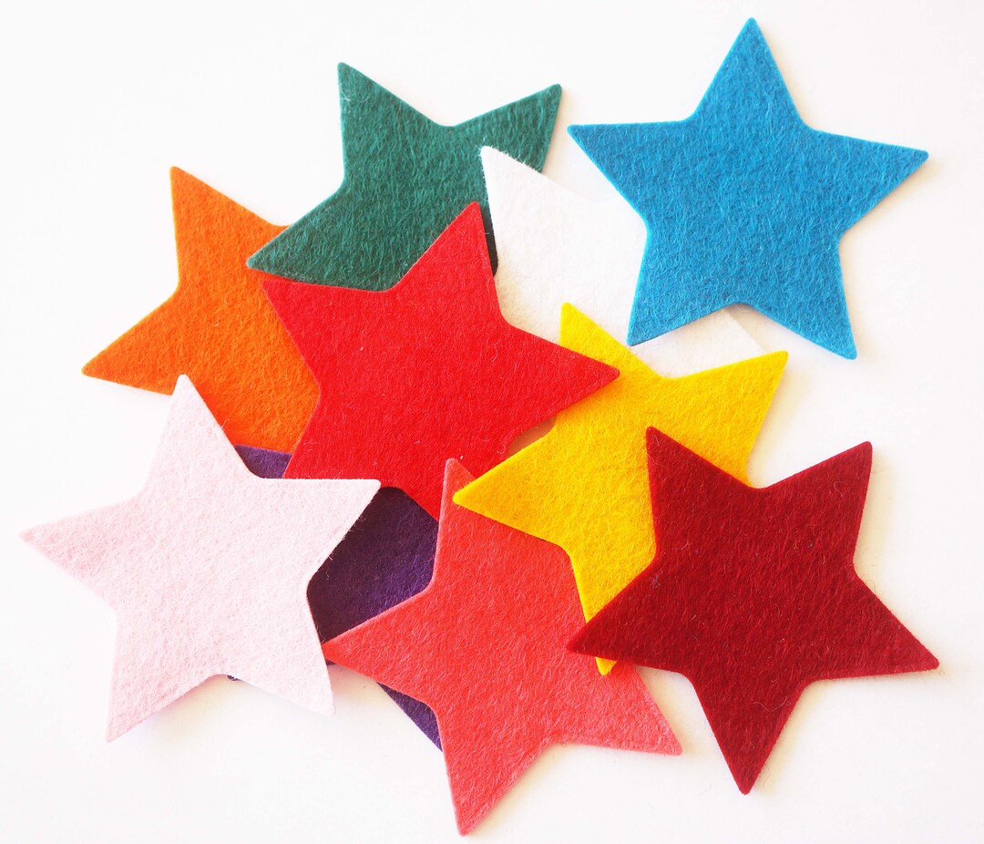 Felt Star Die Cuts, Mixed Colours, Craft Felt Star Embellishments, 6cm ...