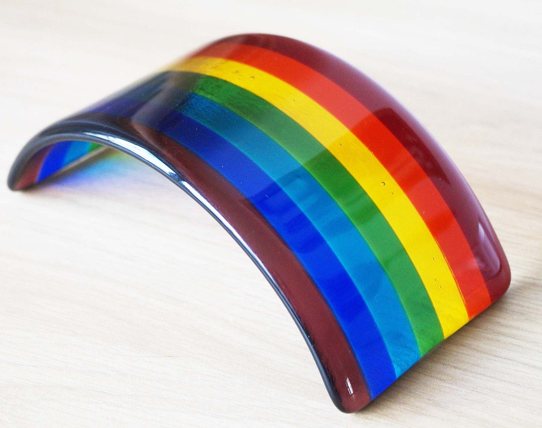 Fused Glass Rainbow Bridge, Handmade Glass Rainbow Arch, Pet Memorial ...