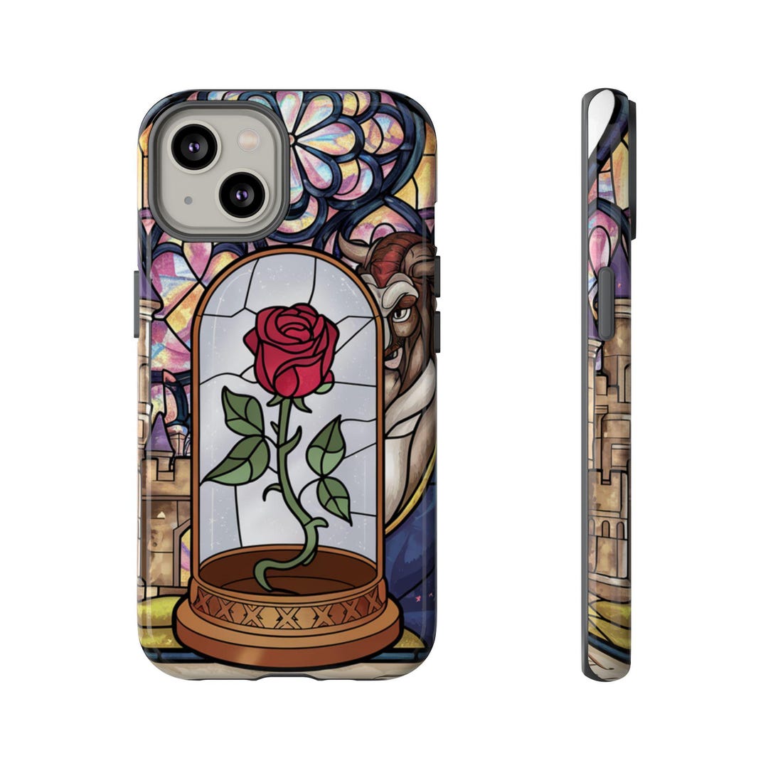 Enchanted Rose Stained Glass Phone Case | Beast Castle Illustration - Etsy
