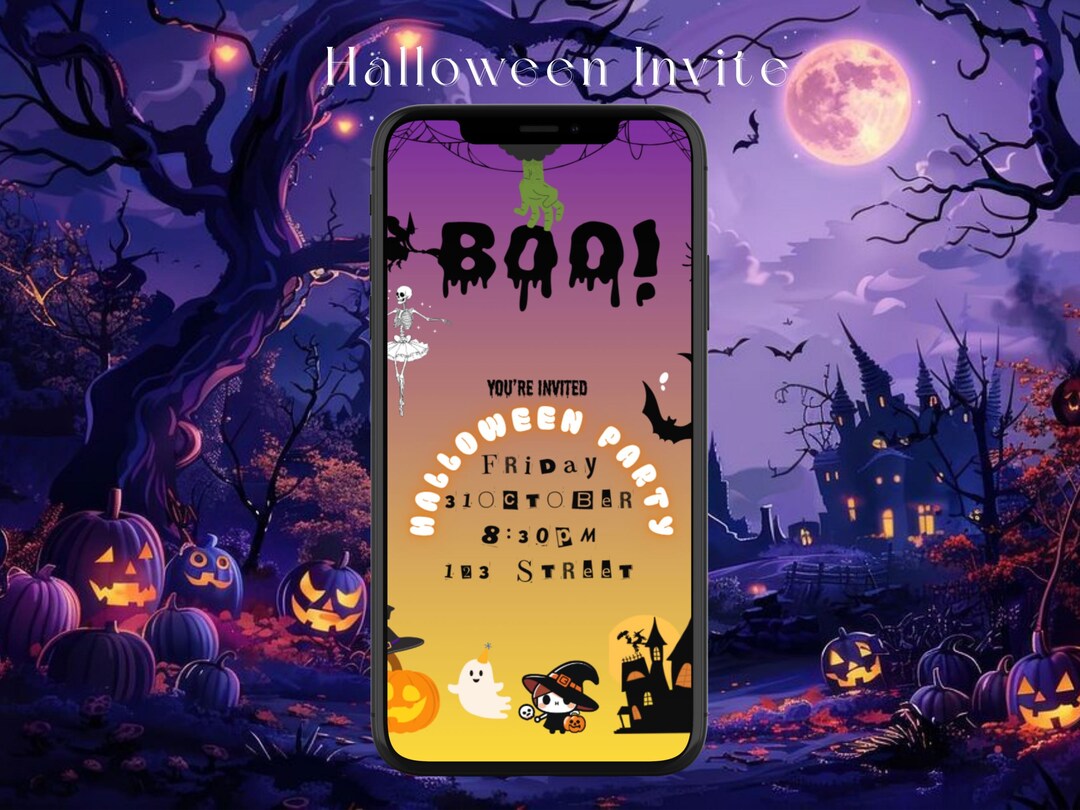 Boo-tiful Halloween Editable Party Pack Digital Invite Party Tags ...