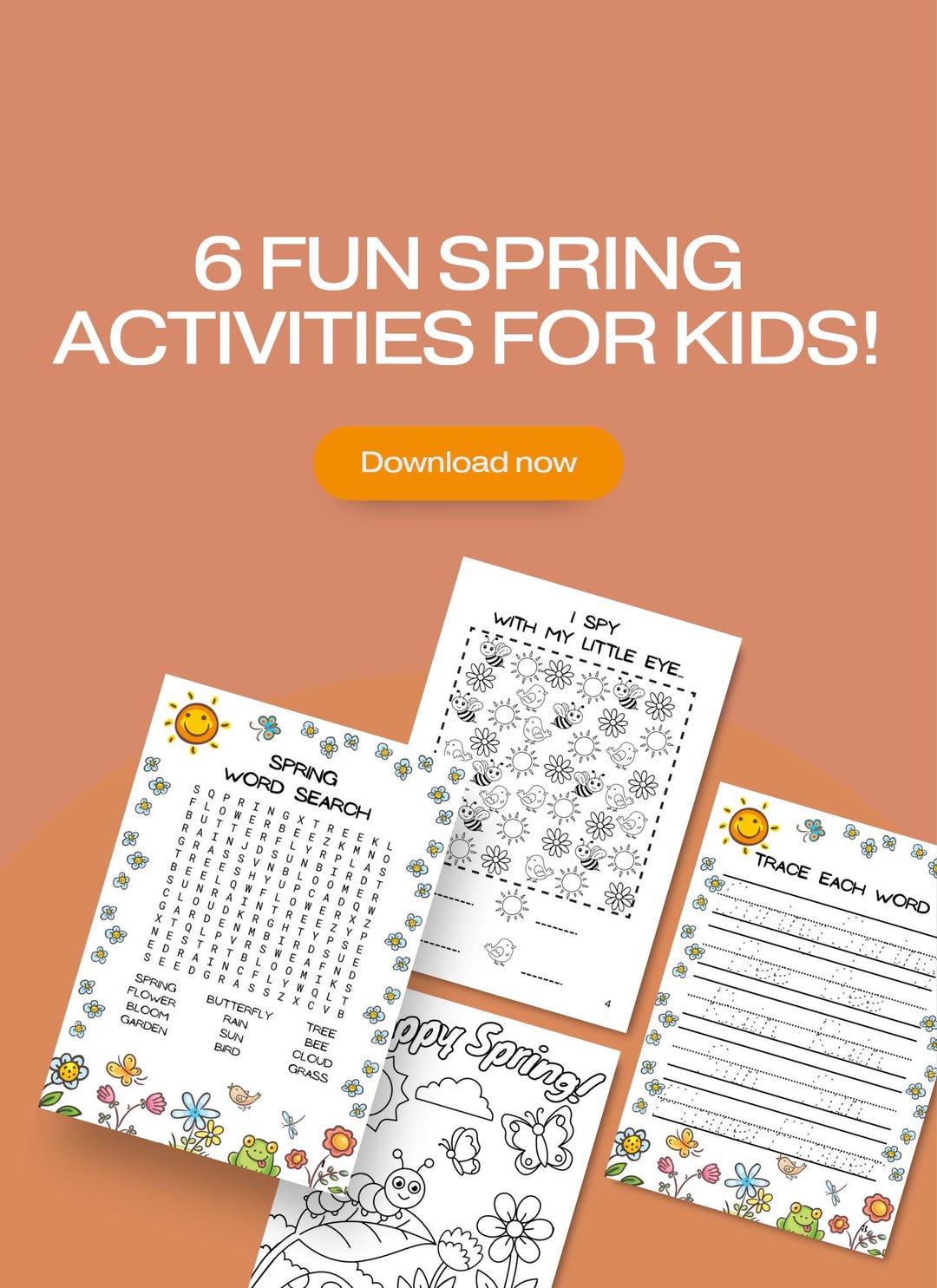Spring Activity Pack for Kids Printable | Word Search, Coloring Pages ...
