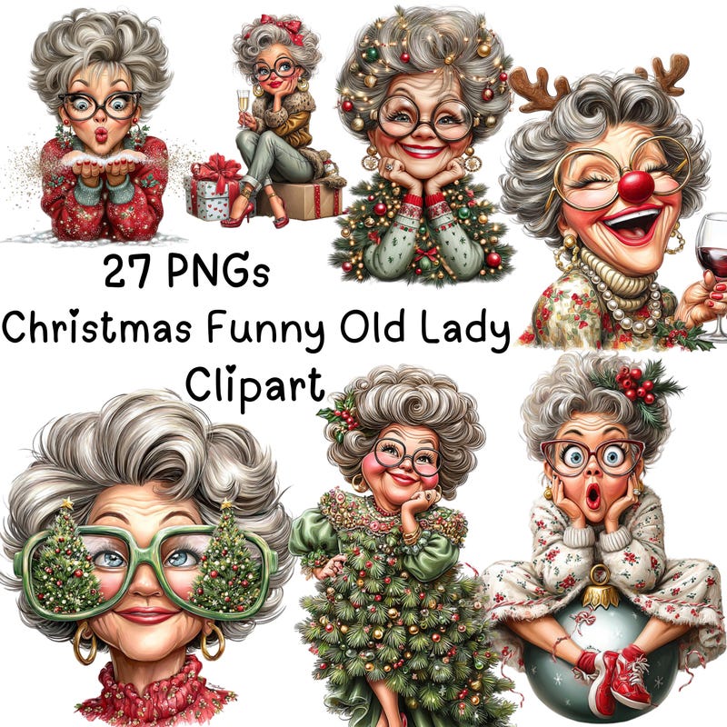 Funny Old Lady Clipart - Etsy