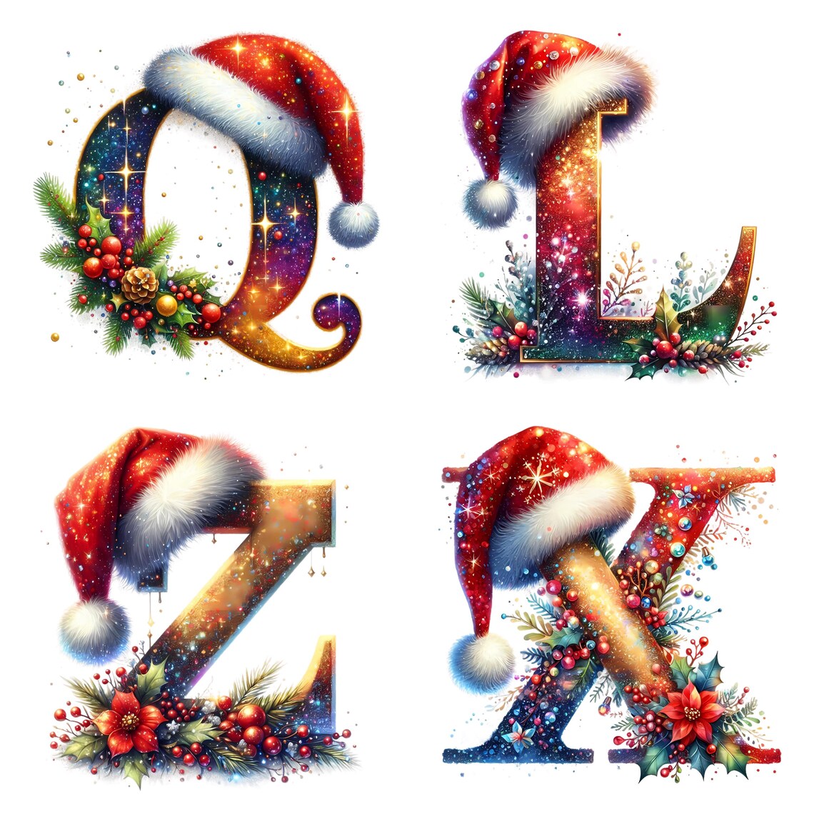 Christmas Alphabet 27 Pngs, Digital Clipart, Sublimation File, Digital ...