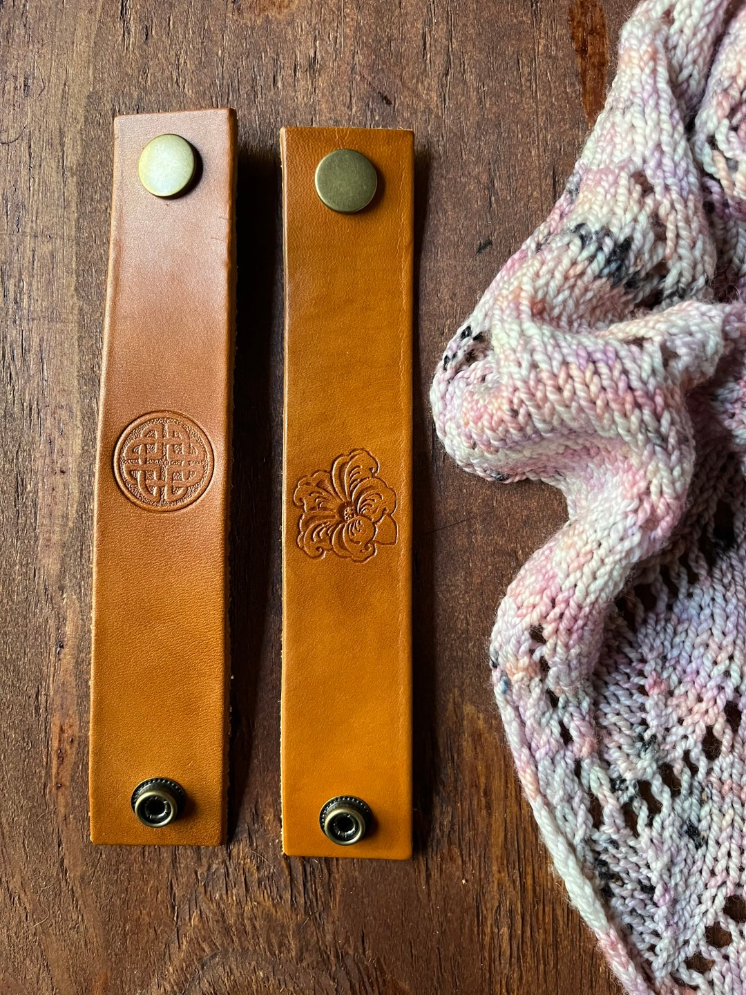 Embossed Leather Shawl Cuff, Brown, Scarf Cuff - Etsy