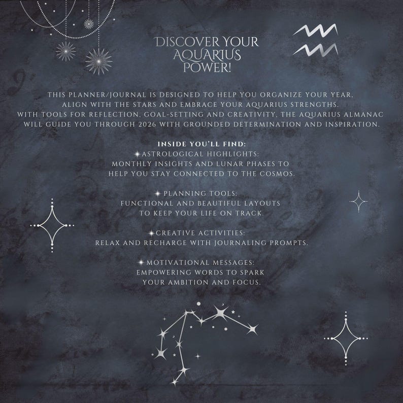 2026 Digital Planner - Aquarius Astrology Journal PDF Hyperlinked ...