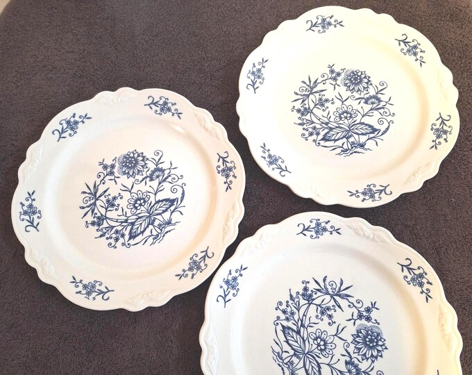 Vintage Sheffield Imperial Blue Dresden- 3 Large Dinner Plates - Etsy