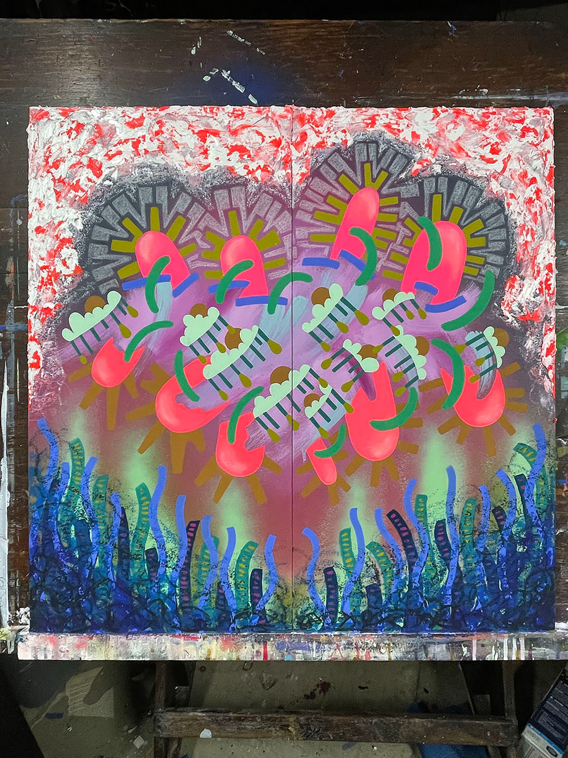 Hot Take Diptych Two Panel Painting Acrylic Gouache on Cradled Board - Etsy