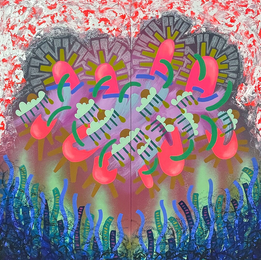 Hot Take Diptych Two Panel Painting Acrylic Gouache on Cradled Board - Etsy