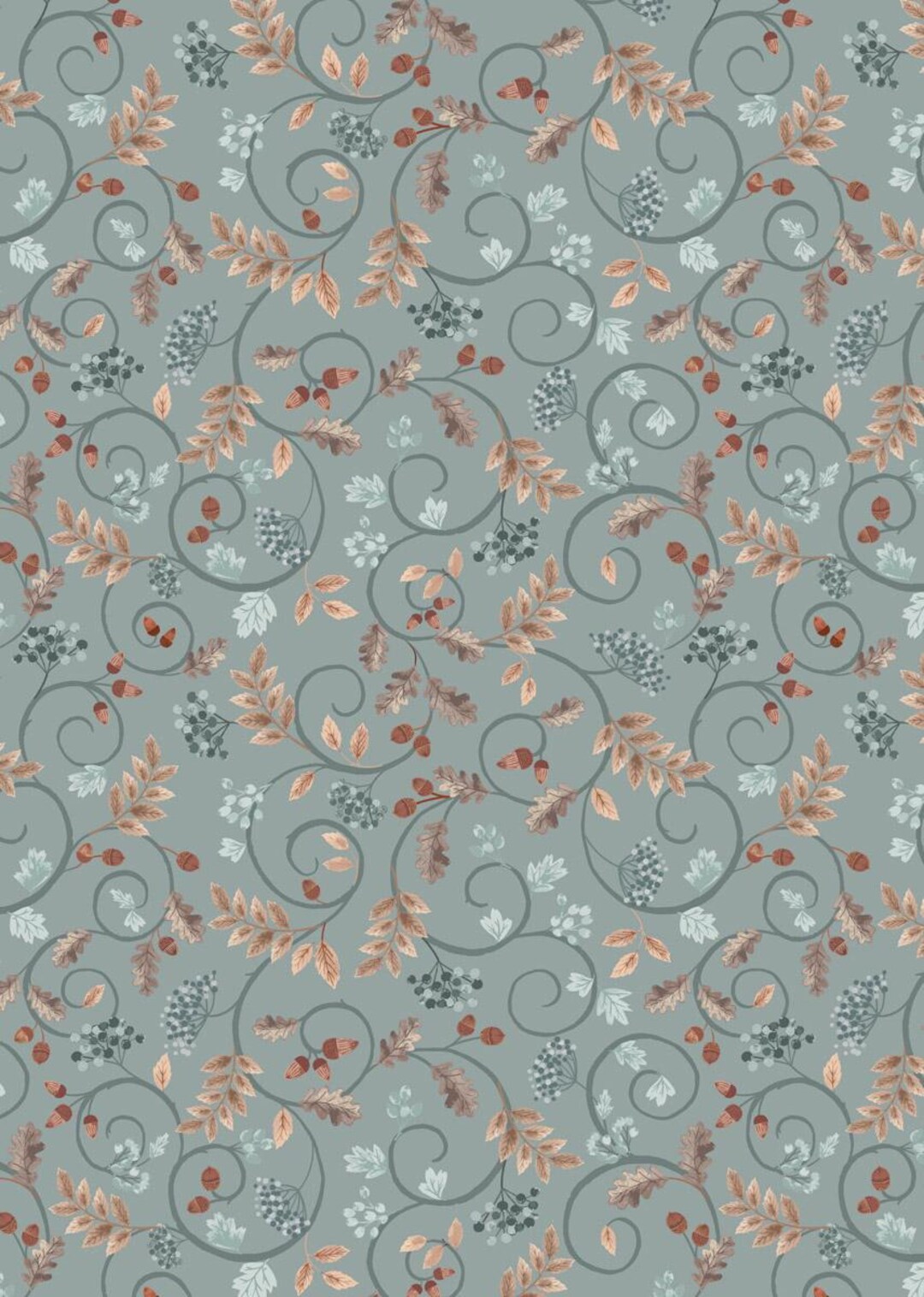 0.5m Cranborne Scroll on Slate Blue Lewis and Irene 100% Cotton Fabric ...