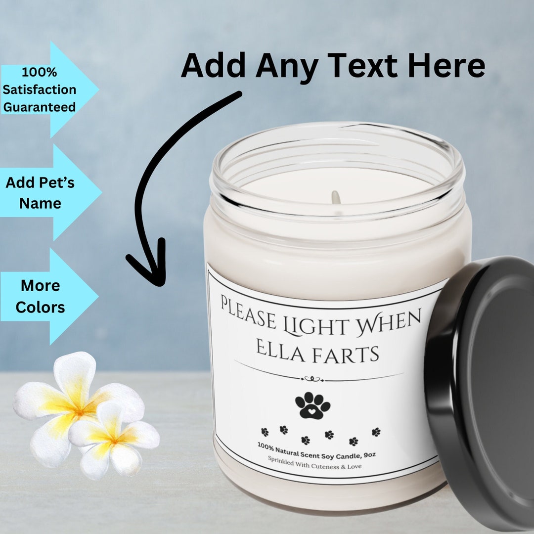 Personalized Dog Fart Candle | Funny Dog Gift | Customizable Pet Name ...