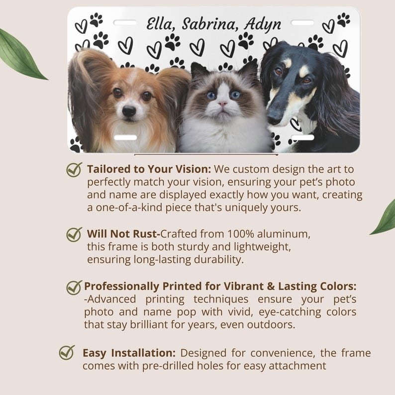 Personalized Pet Photo License Plate-custom Dog & Cat Aluminum Plate - Etsy