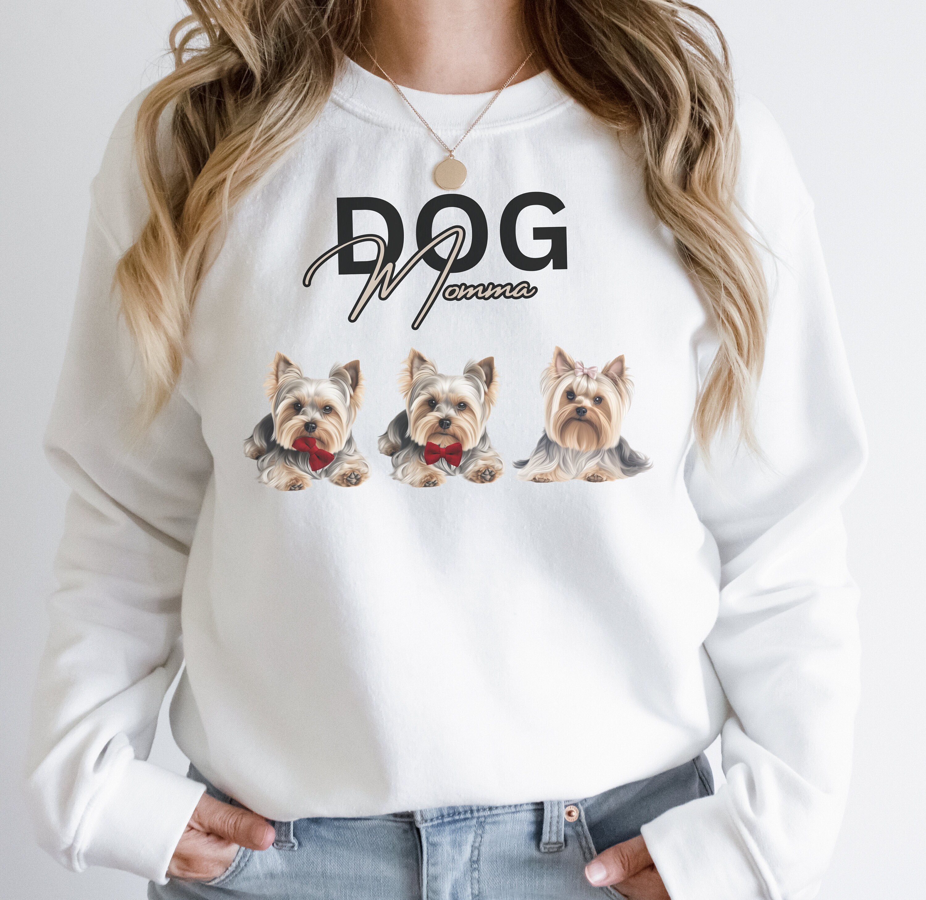 3 Yorkies Sweatshirt-cute & Stylish Dog Lover Gift, Custom Yorkie Dog ...