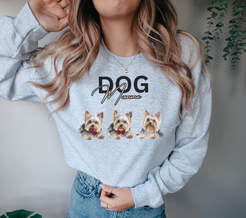 3 Yorkies Sweatshirt-cute & Stylish Dog Lover Gift, Custom Yorkie Dog ...
