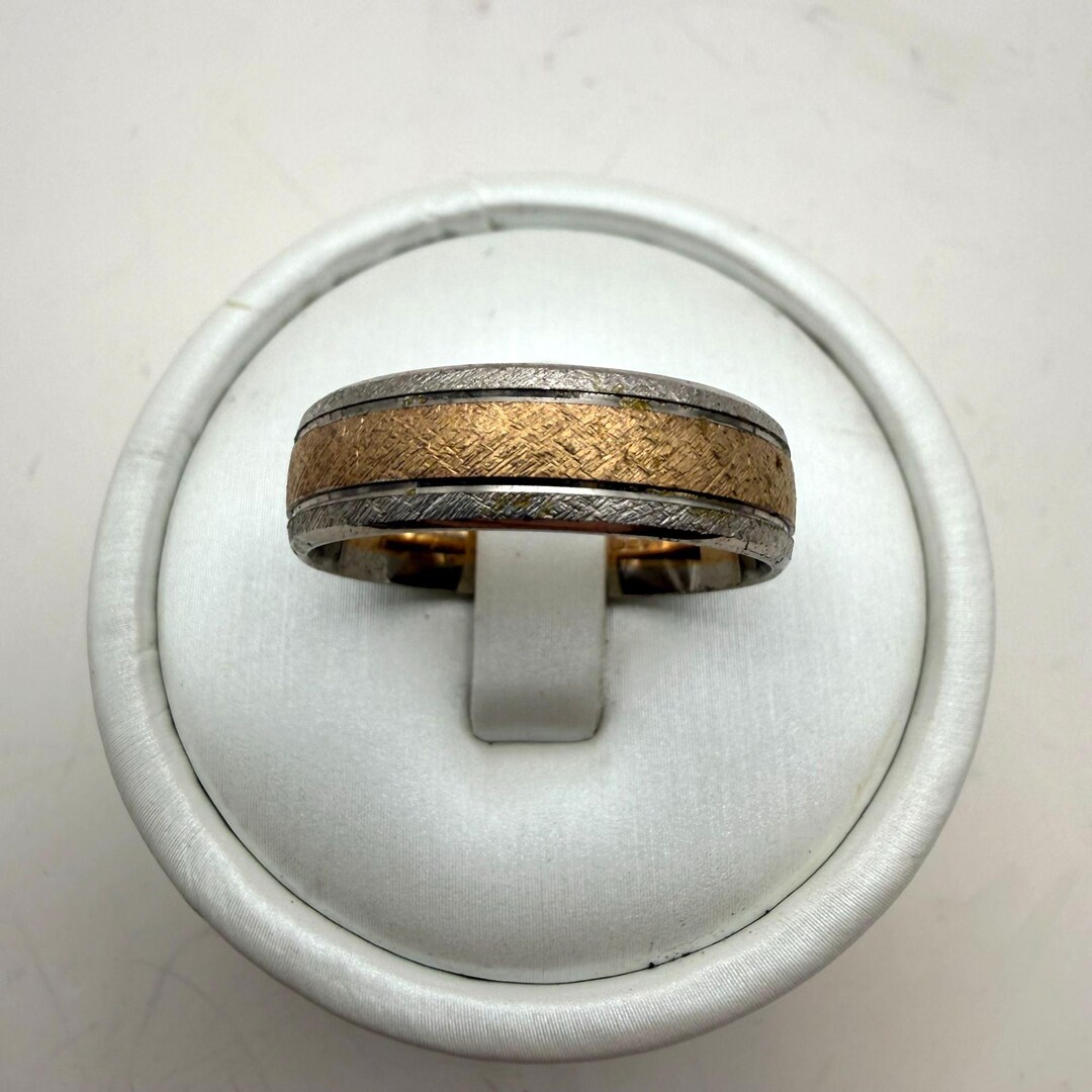 Mixed Metal Alloy Brushed Texture Band Ring Size 9 Fashion Jewelry - Etsy