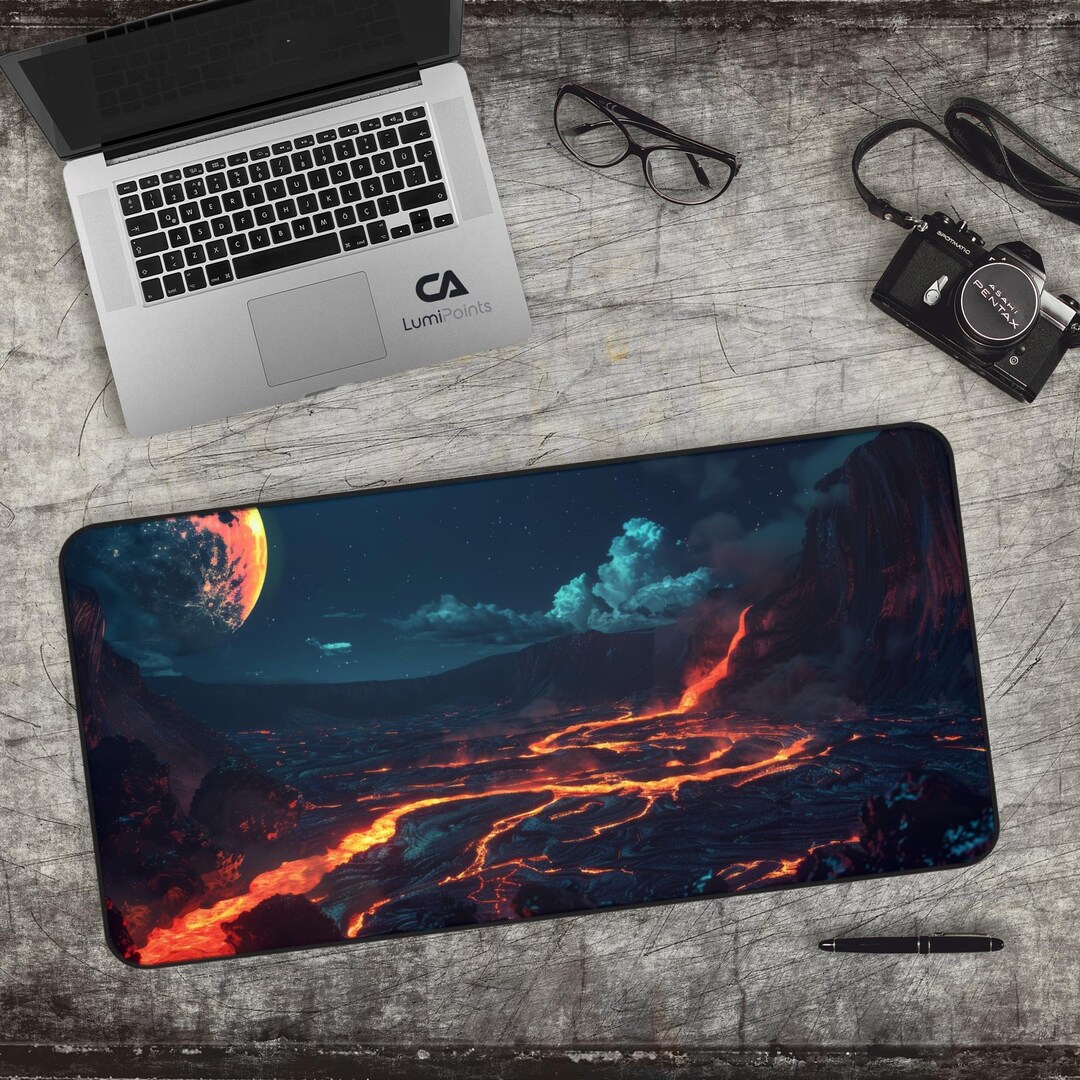 Volcanic Lava Desk Mat, Magma River Mousepad, Gaming Desk Mat, Alien ...