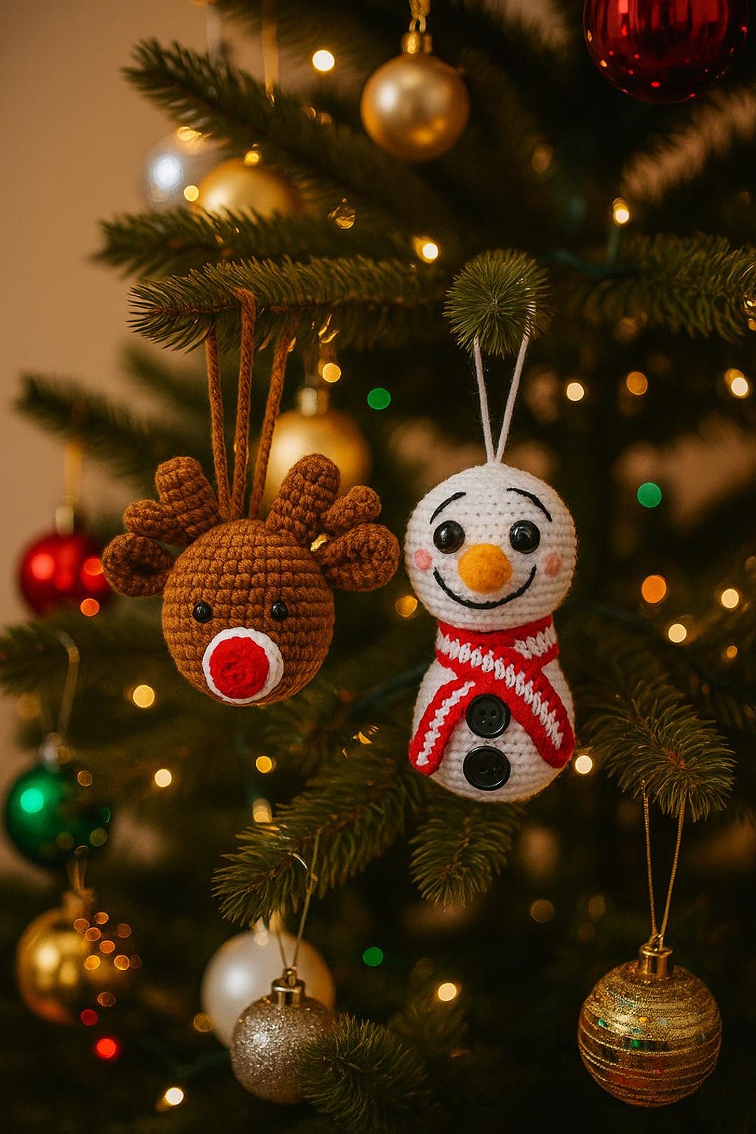 Christmas Crochet Car Hanging Pattern, Reindeer & Snowman Ornament ...