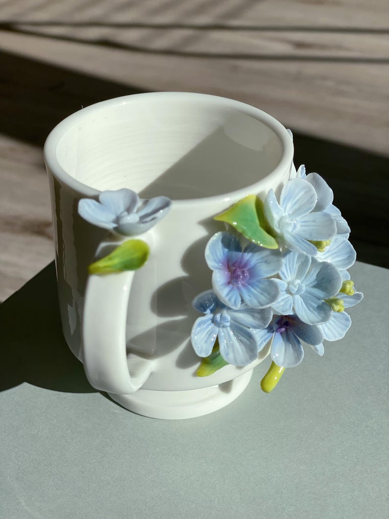 Hydrangea Bloom Glazed Pottery Ceramic Mug Coffee Cup Holiday Gift - Etsy