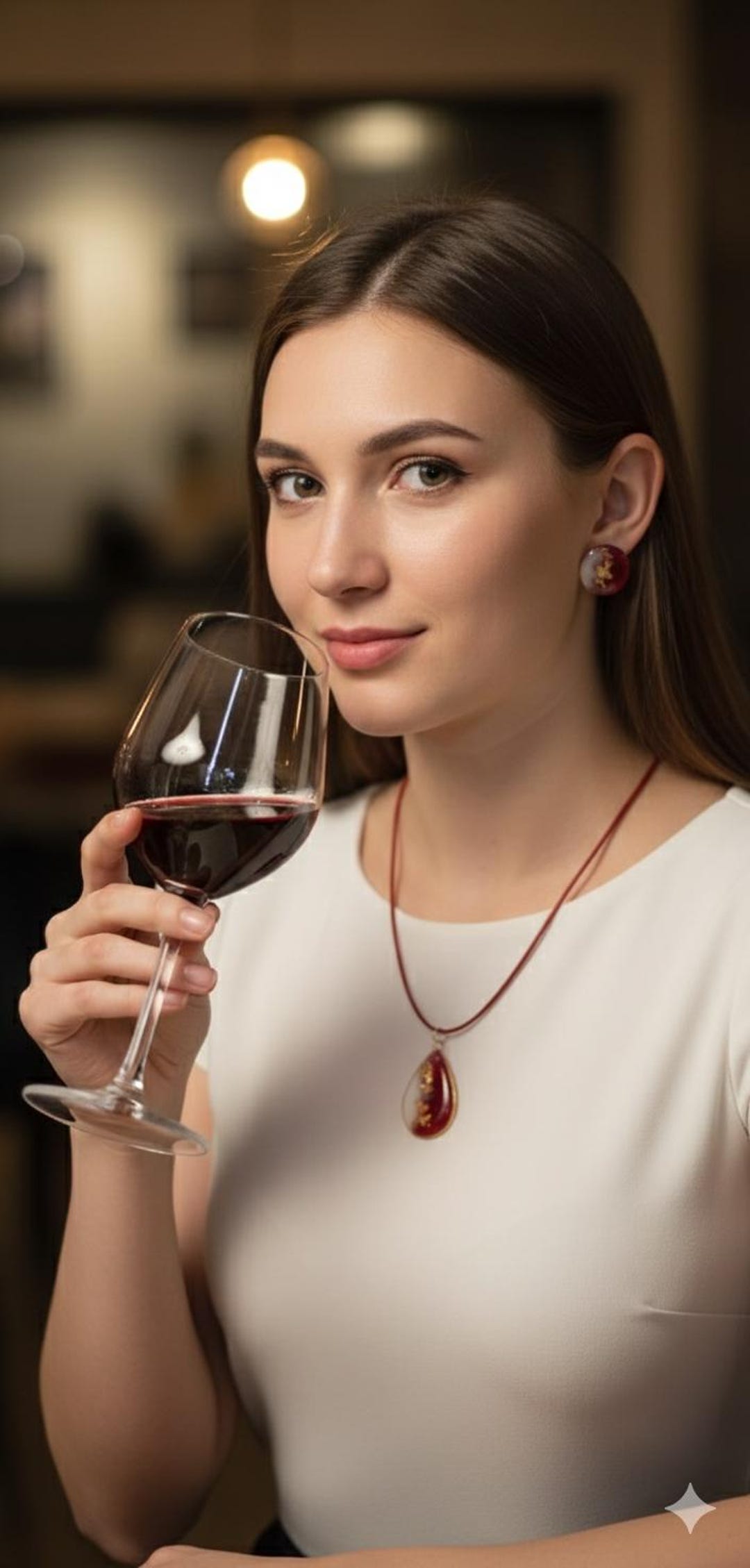 Handmade Red & White Resin Jewelry Set – Gold Leaf Stud Earrings and ...