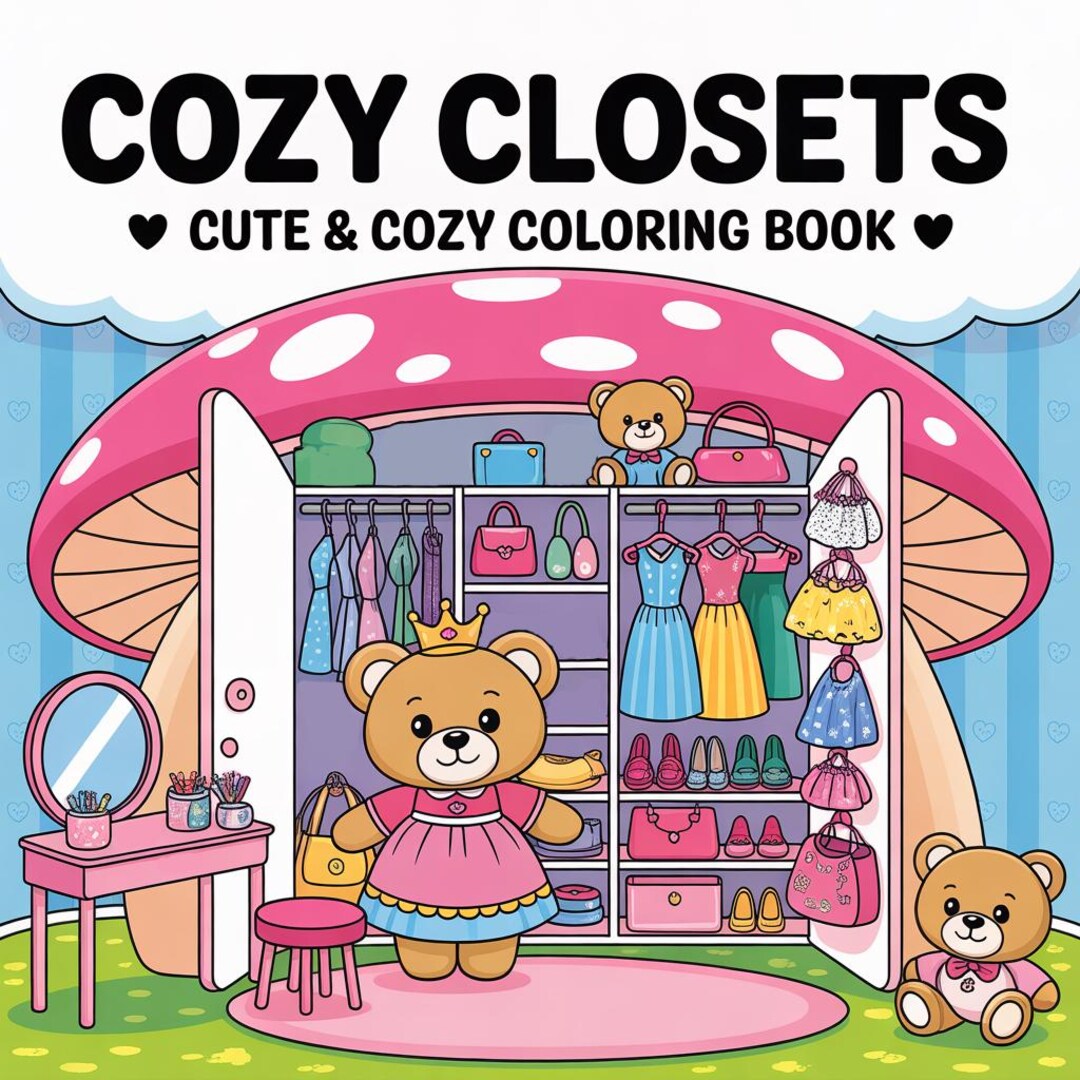 Cozy Closets: Cute and Cozy Coloring Book for Adults and Kids ...