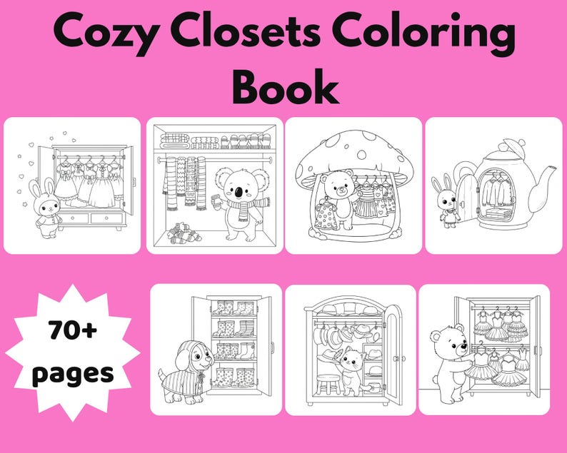 Cozy Closets: Cute and Cozy Coloring Book for Adults and Kids ...