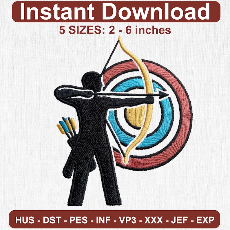 Refined Archery Embroidery Design, Sporty Machine Embroidery Pattern ...