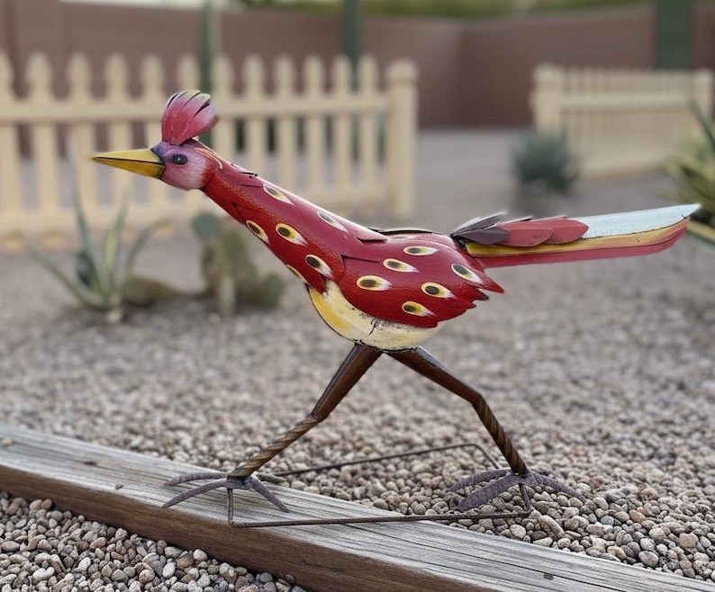 Metal Handpainted Roadrunner | Garden Patio Decor | Southwestern Yard ...