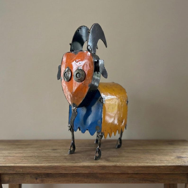 Metal Multicolor Rustic Goat | Garden Patio Decor | Southwestern Yard ...