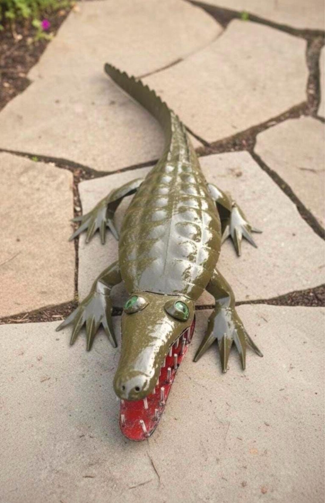 Metal Giant Crocodile Alligator | Garden Patio Decor | Southwestern ...