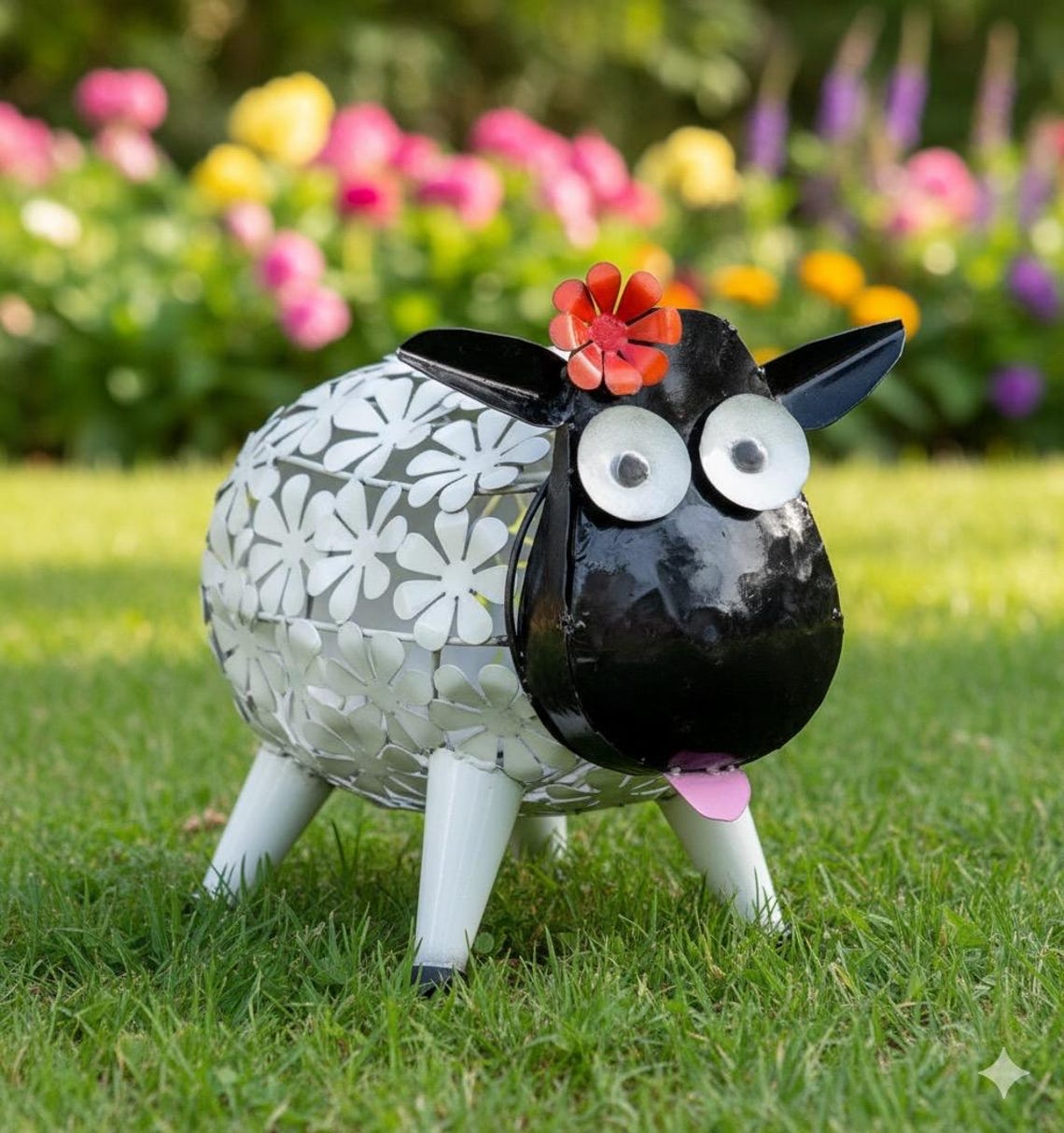Metal Flowered Sheep | Garden Patio Decor | Southwestern Yard Art ...