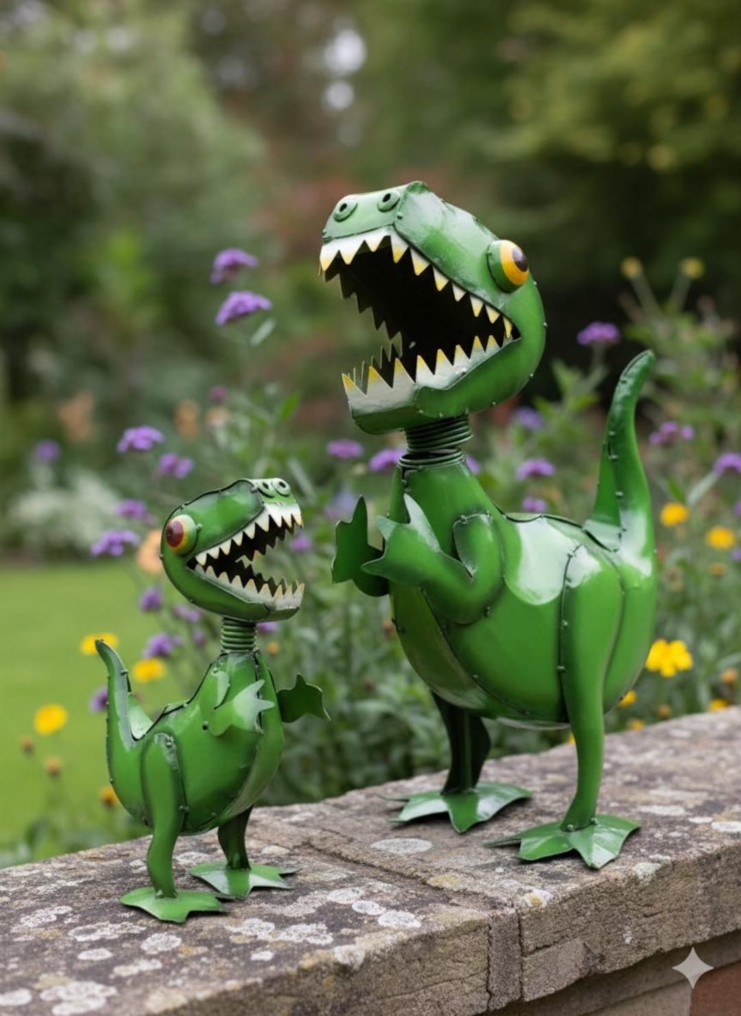 Metal Green T Rex Dinosaur Family | Garden Patio Decor | Southwestern ...