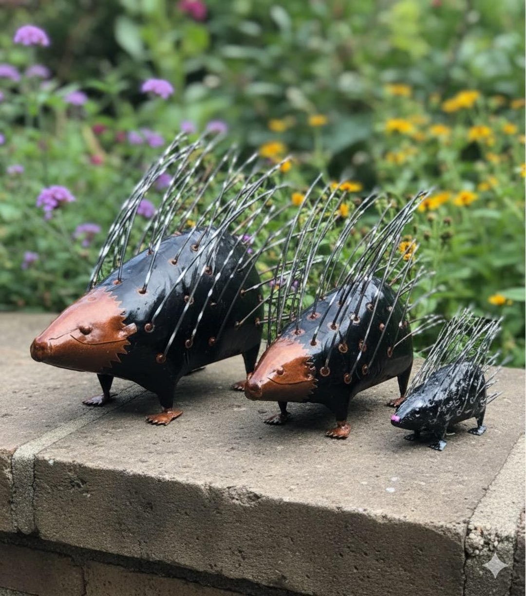 Metal Handpainted Porcupine Family | Garden Patio Decor | Southwestern ...