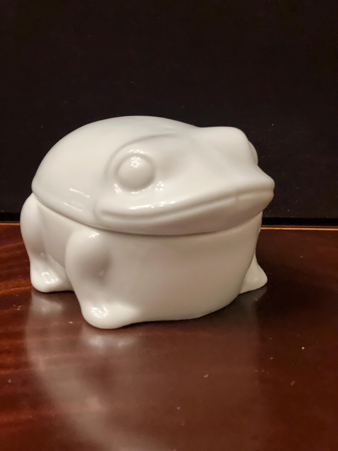 Vintage White Ceramic Frog Trinket Box With Lid - Frog Jewelry Box - Etsy