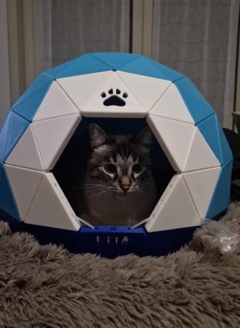 Modern Geodesic Cat Dome | 3D Printed Pet House | Japanese Style - Etsy