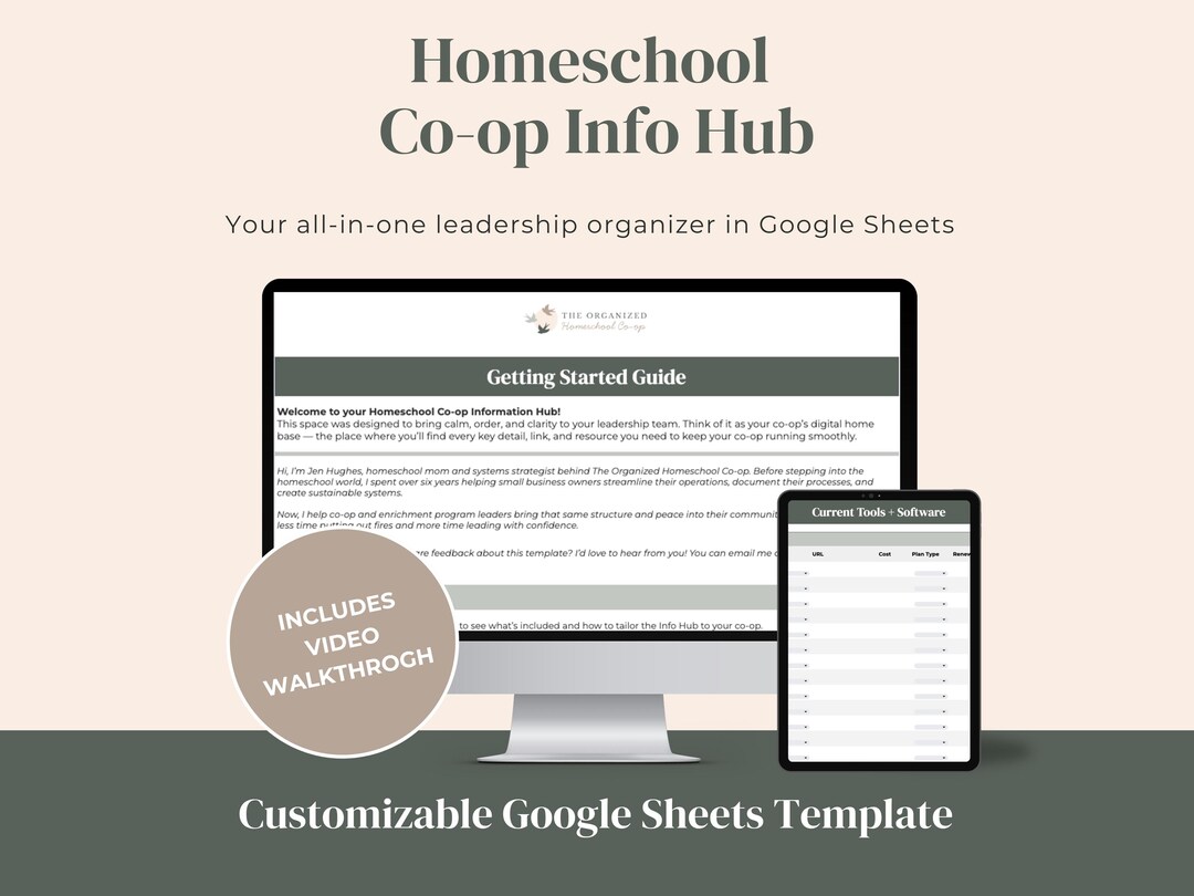 Homeschool Co-op Information Hub | Google Sheets Template (digital ...