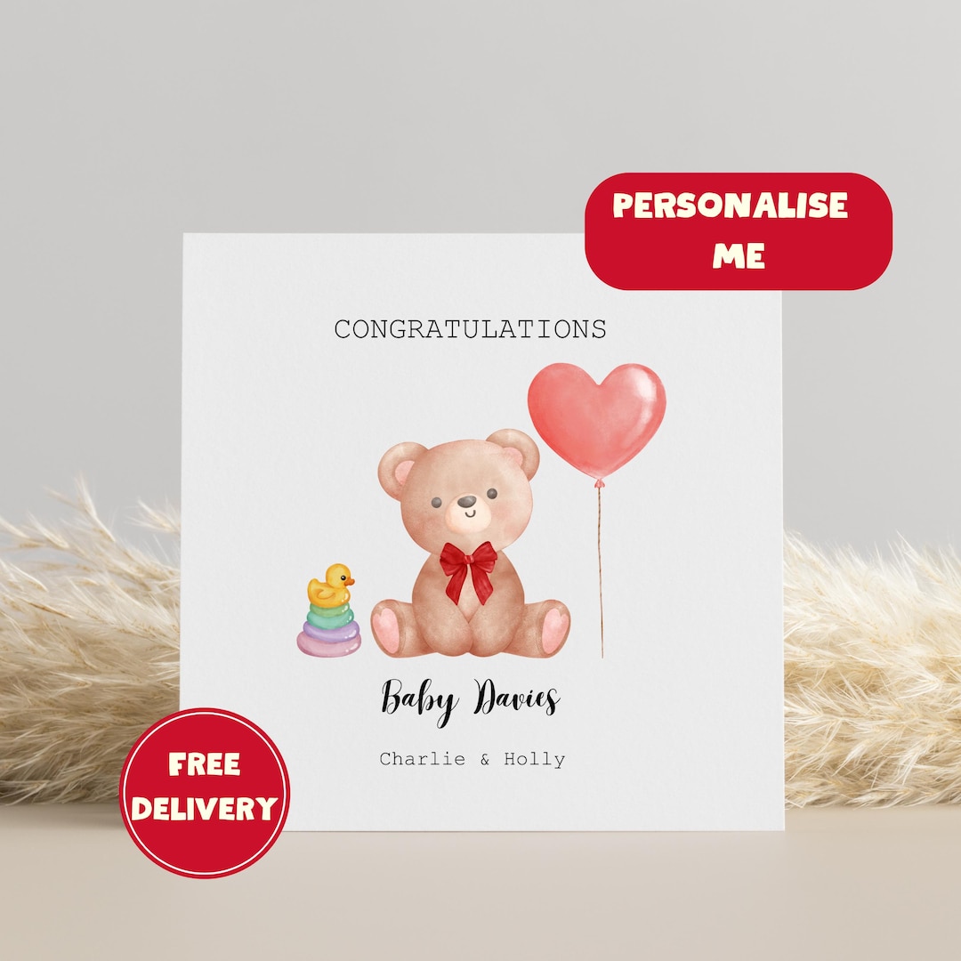 Personalised Congratulations Card for A New Baby | Watercolour Gender ...