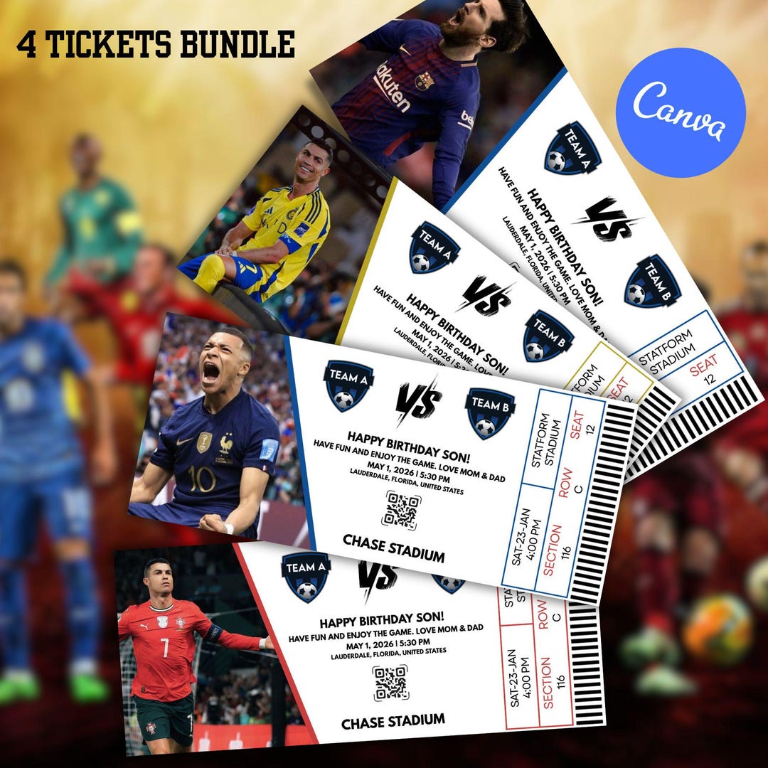 Editable Soccer Game Ticket Template, Custom Surprise Match Gift ...