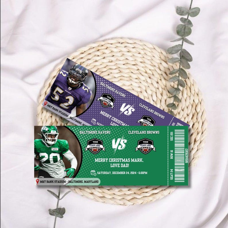 Custom Football Game Tickets, Printable Football Ticket, Editable ...