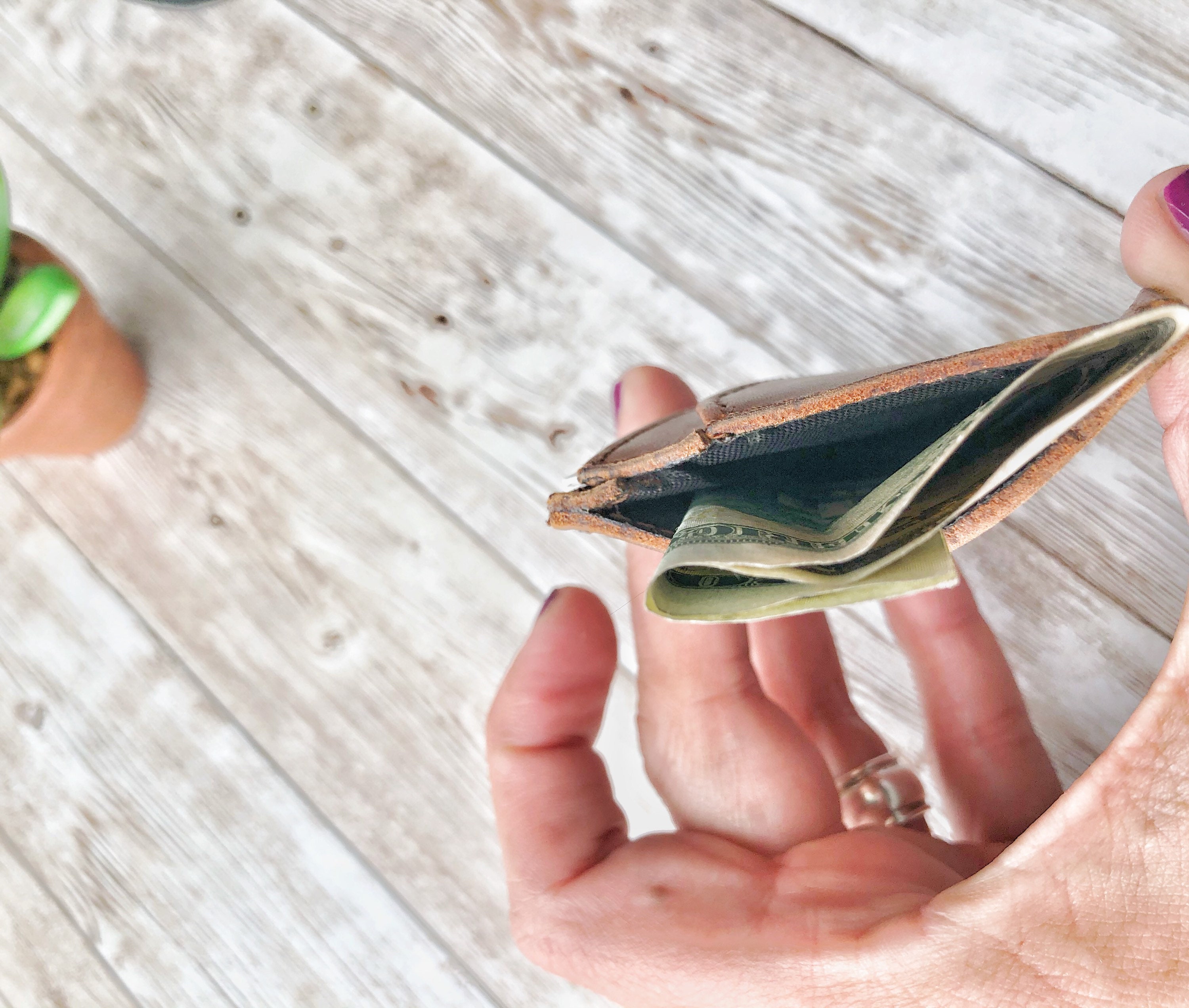 Leather wallet minimalist small with 3 card slot and | Etsy