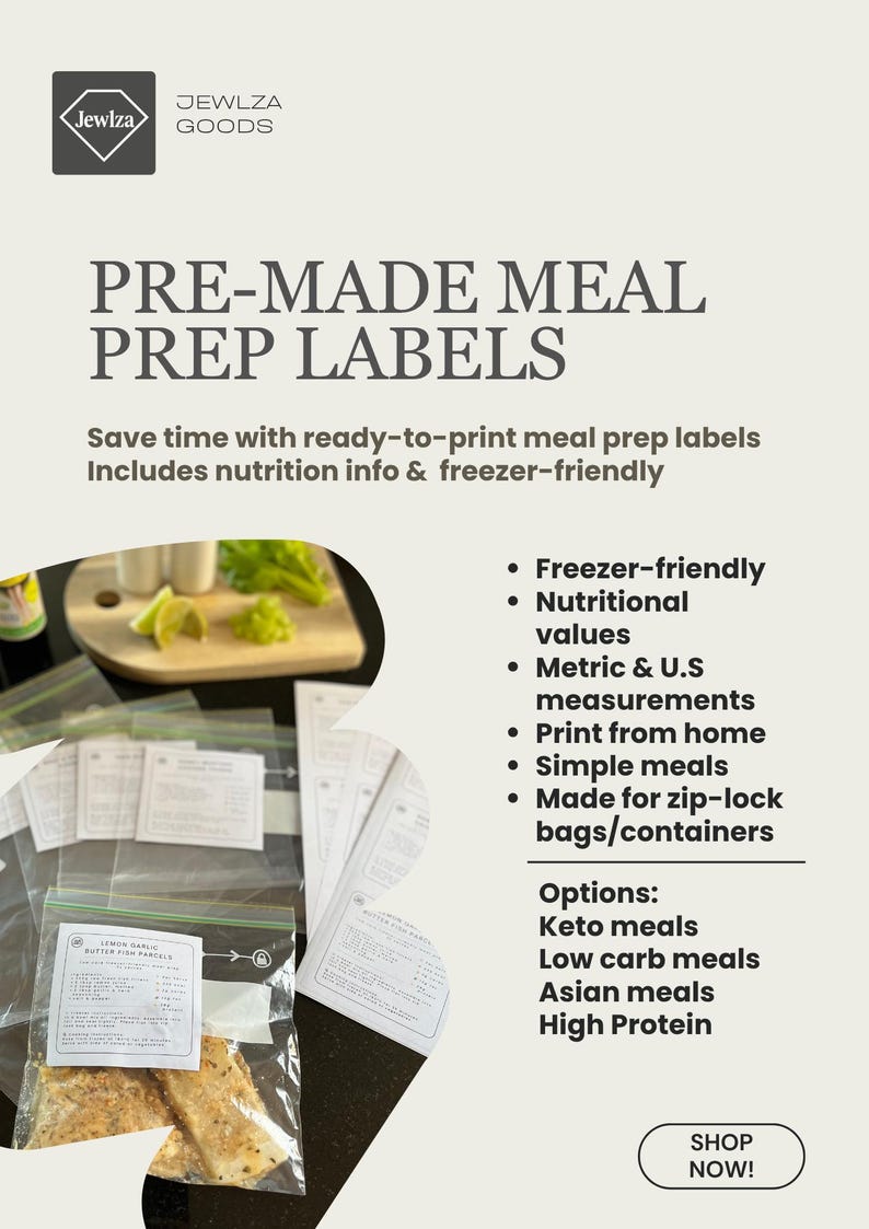 High Protein (2x Serves) Ready-to-print Meal Prep Labels - Etsy