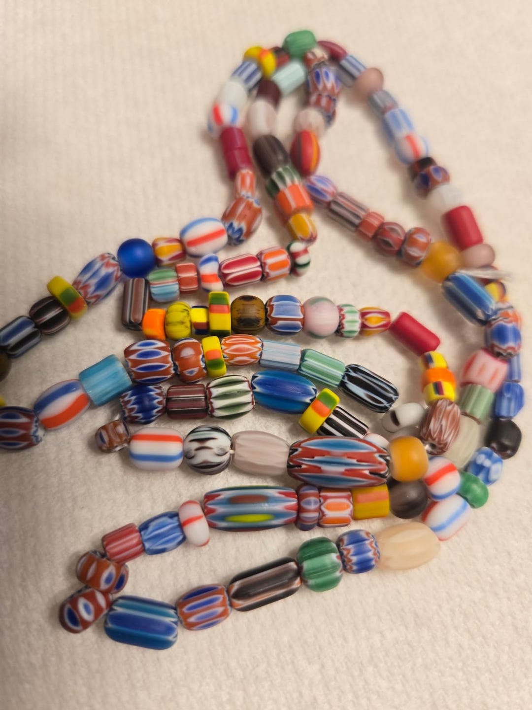 Colorful Venetian Murano Mixed Chevron and Trade Beads Beaded Necklace ...