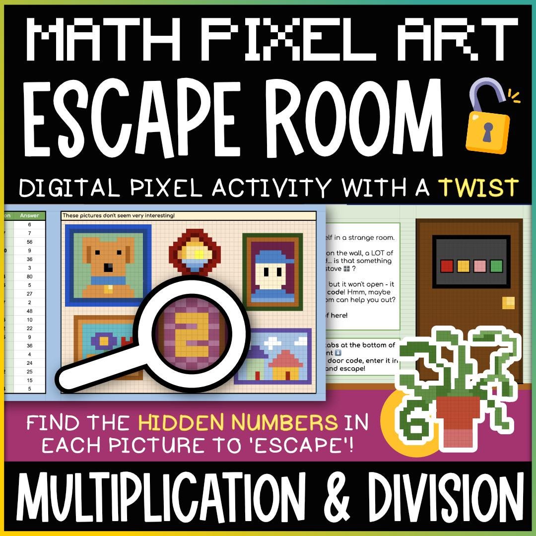 NEW! Multiplication & Division - Pixel Art Escape Room | Digital Math ...