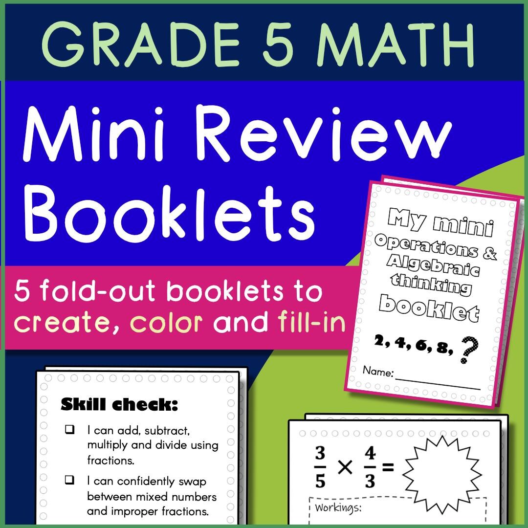 Grade 5 Math Review Booklets | Printable Mini Activity Workbooks (PDF ...
