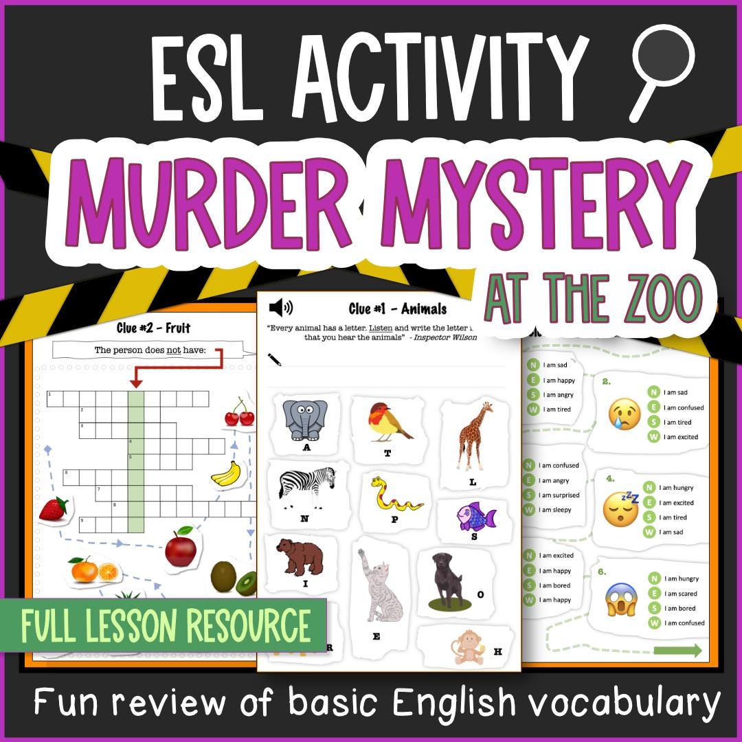 ESL Murder Mystery CSI Activity | Fun English Team Problems Solving ...