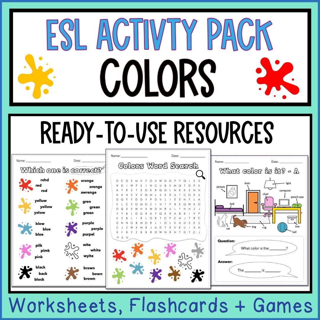 ESL Colors Activity Pack: Worksheets, Flashcards, Games (digital ...