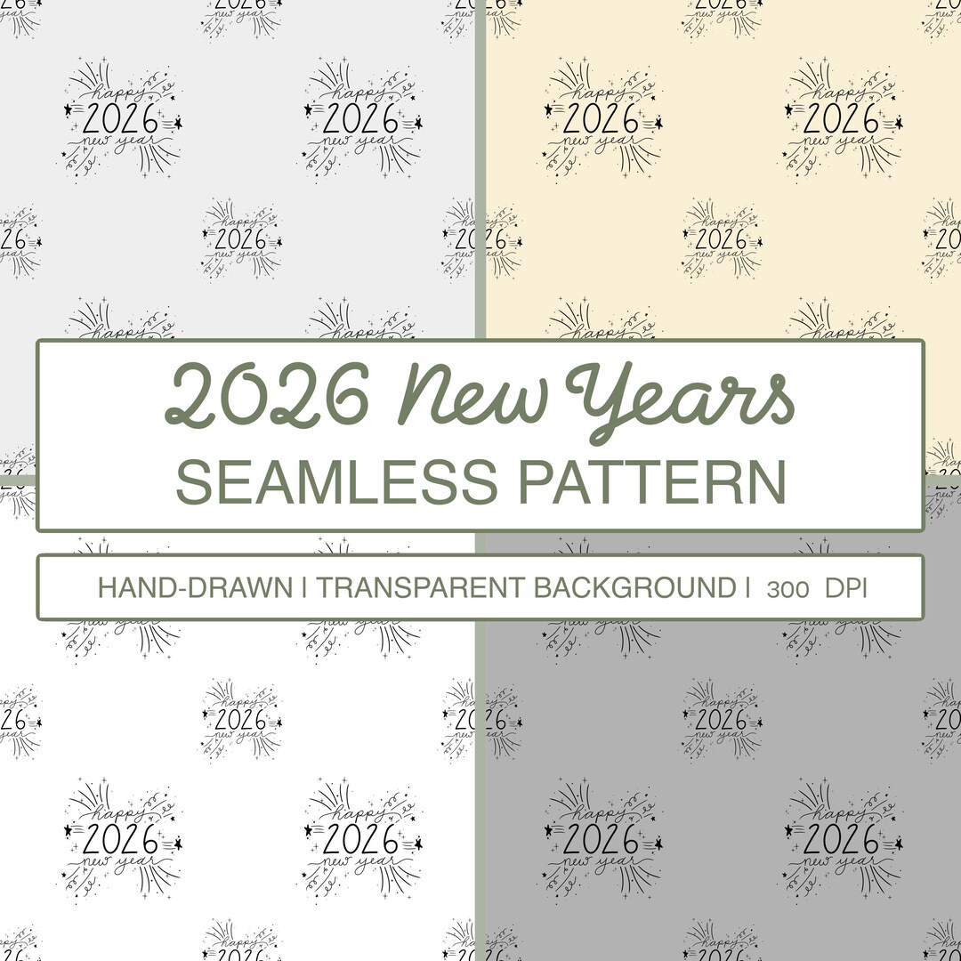 Seamless 2026 New Years Pattern – Holiday Scrapbooking Design (PNG ...