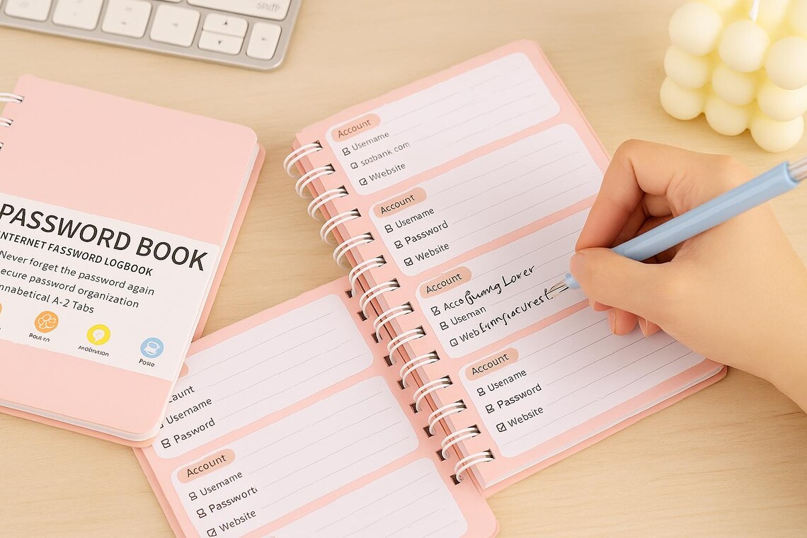 Pastel Password Book Set | A-Z Tabs, Home Office Organizer - Etsy